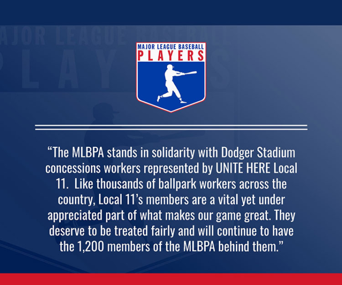 MLBPA Solidarity Pledge with Dodger Stadium Concession Workers - UNITE ...