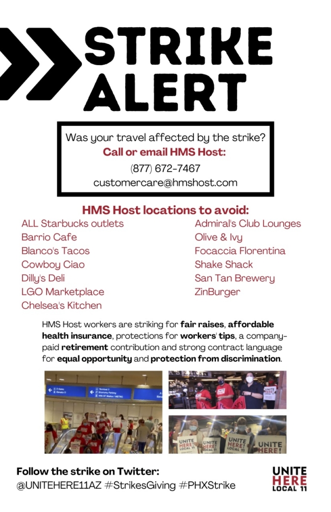 PHXStrike Alert: HMS Host Locations to Avoid at PHX Sky Harbor Airport